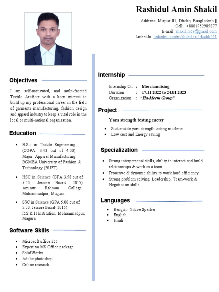 CV of Shakil | PDF