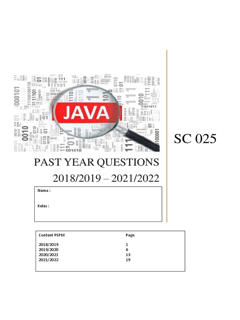 SC025SetPastYear20182022 PDF | PDF | Computer Programming | Programming ...