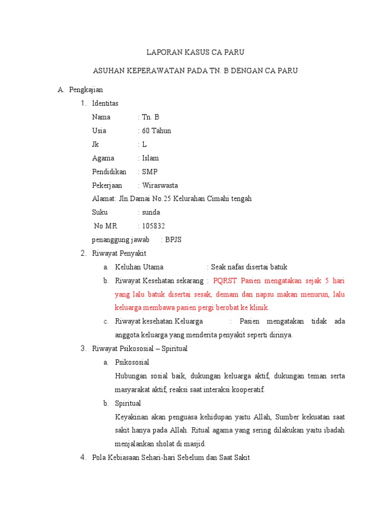 lAPORAN KASUS Ca Paru | PDF | Pengembangan Diri | Sains & Matematika