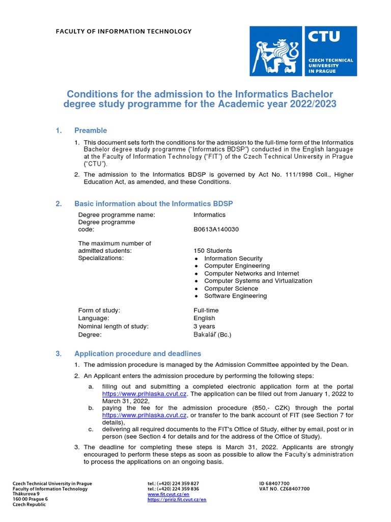 CTU Admissions Conditions 2022 | PDF | Equations | Exponentiation