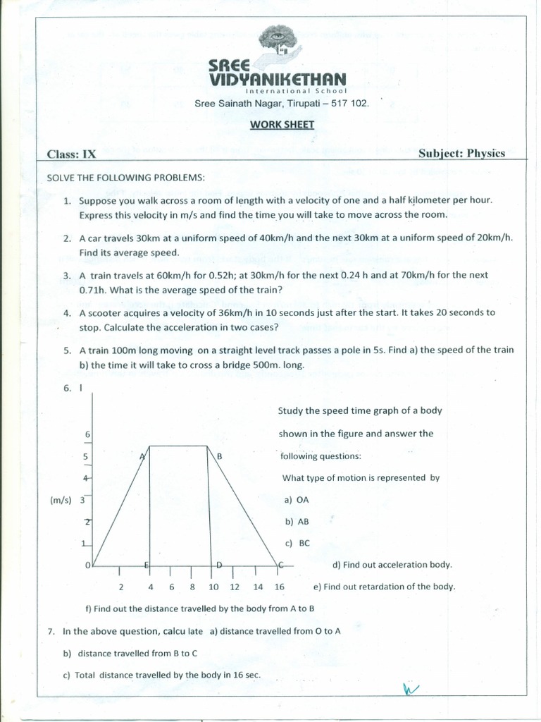 Class 9 Holiday Homework Physics | PDF
