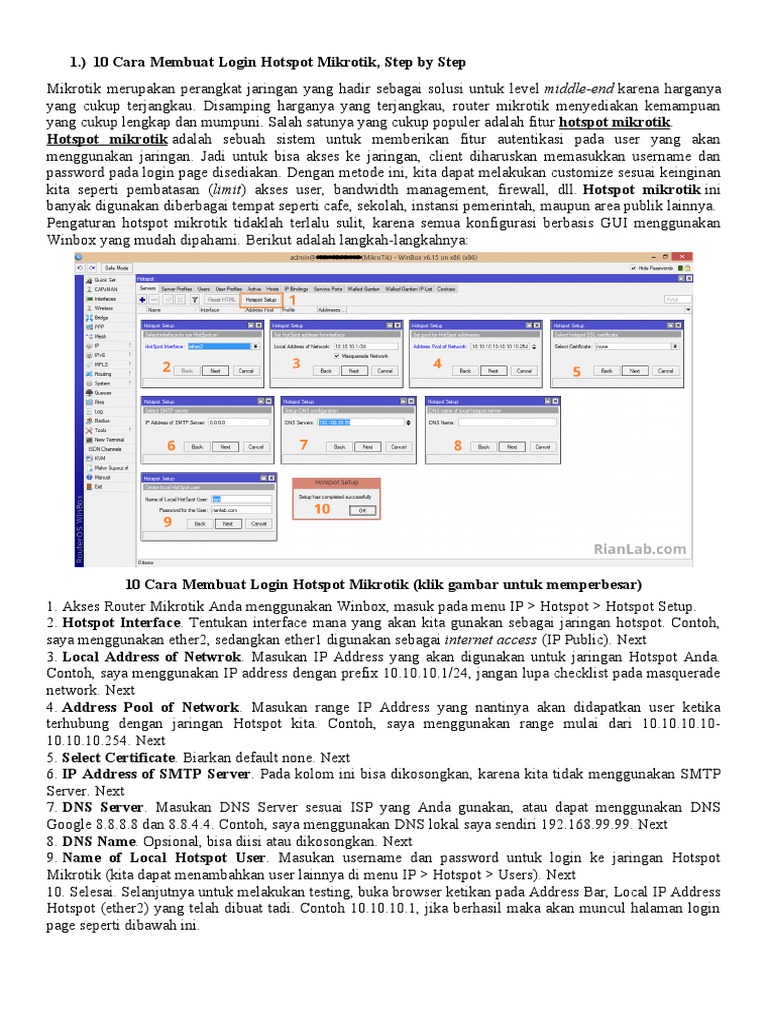 10 Cara Membuat Login Hotspot Mikrotik | PDF