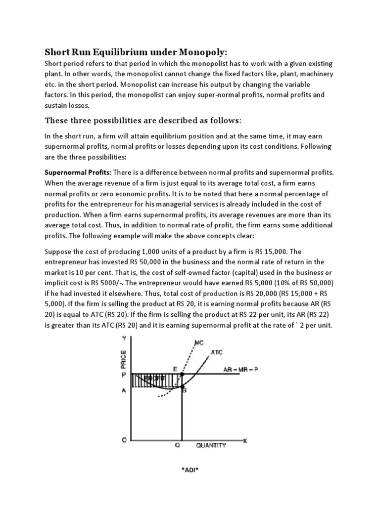 Short Run Equilibrium | PDF | Profit (Economics) | Economic Equilibrium