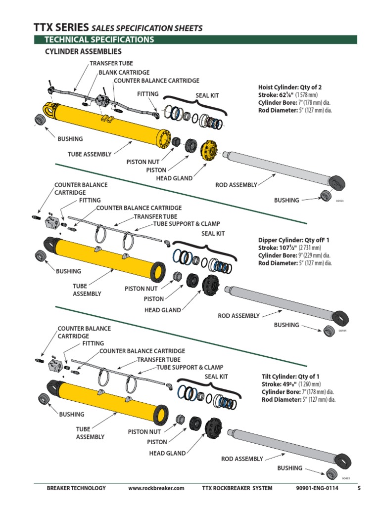 Hydraulic Cylinders Specifications | PDF | Piston | Manufactured Goods