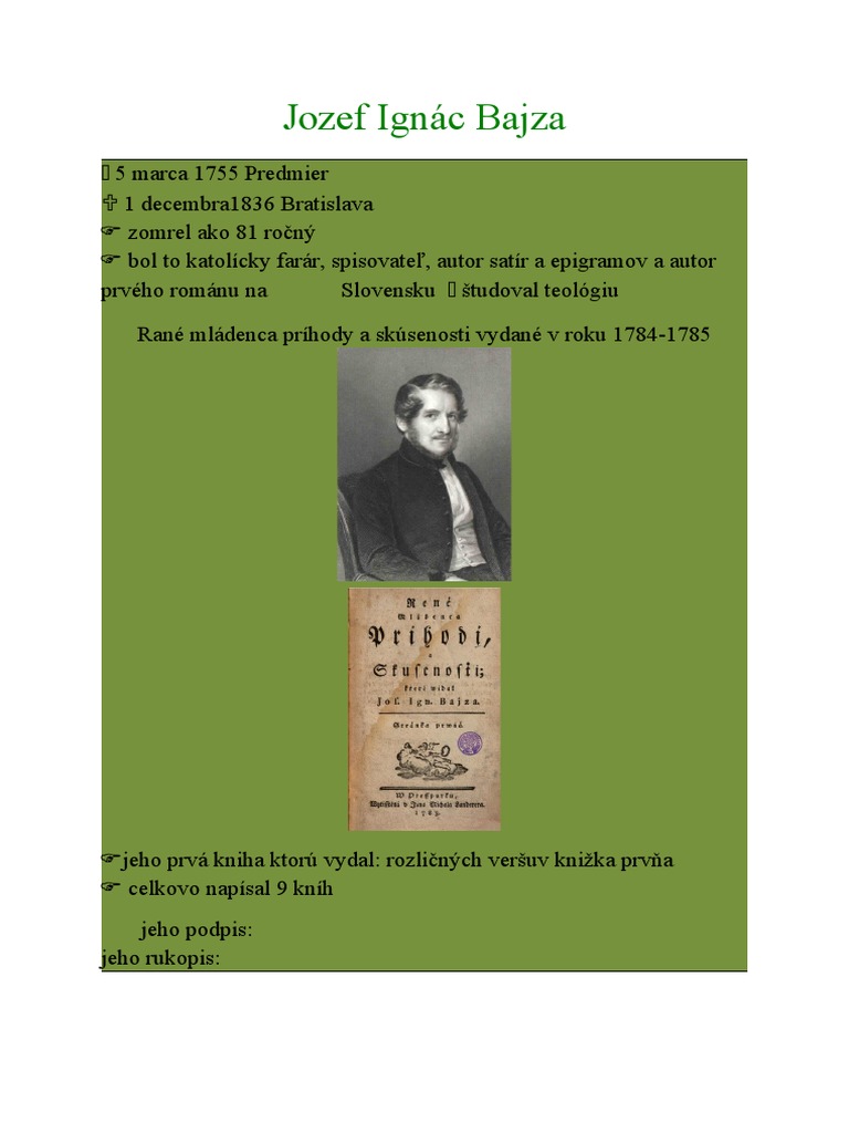 Jozef Ignác Bajza | PDF