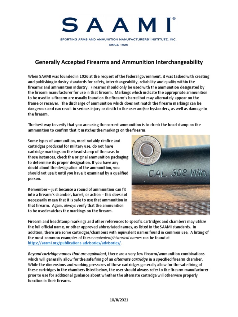 SAAMI Generally Accepted Firearms and Ammunition Interchangeability 10 ...