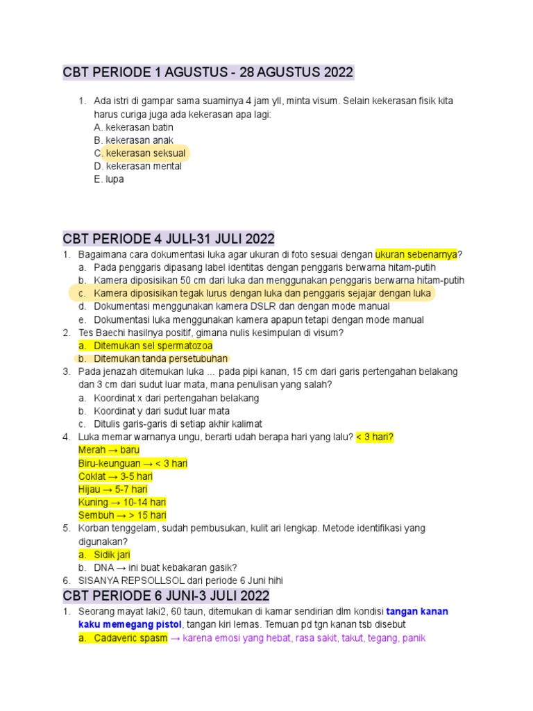 Repsol CBT Koass Forensik PDF | PDF