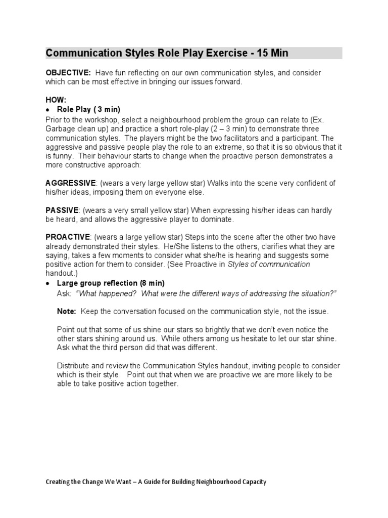 Communication Styles Role Play | PDF | Anger | Feeling