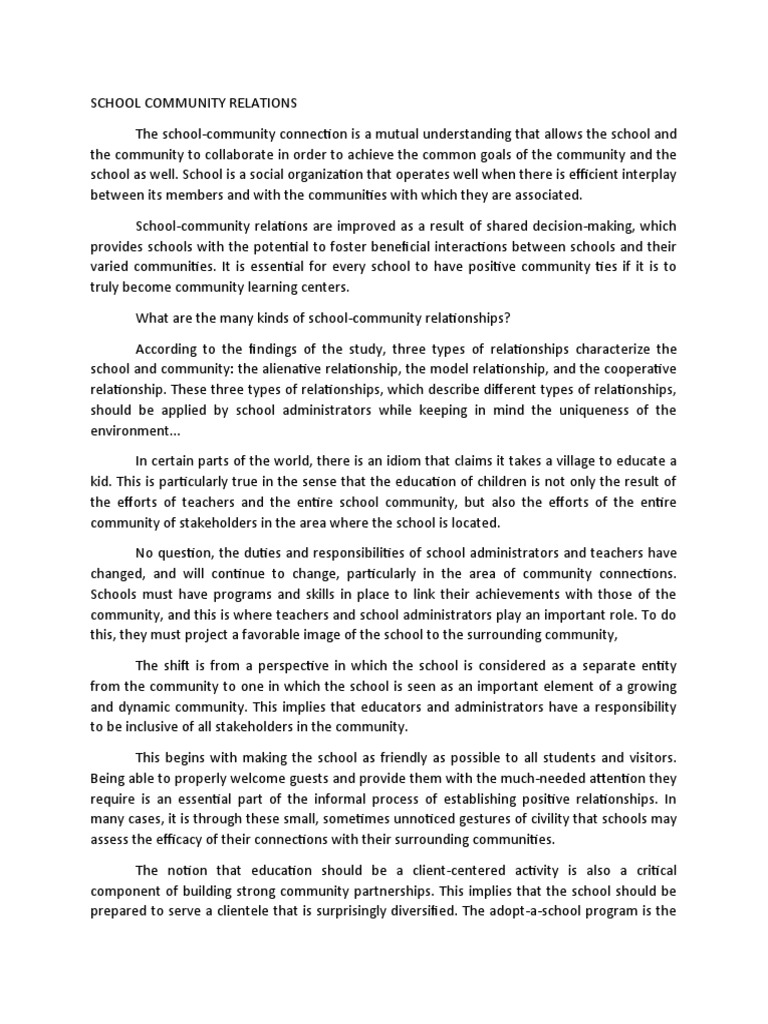 School Community Relations | PDF | Community | Schools