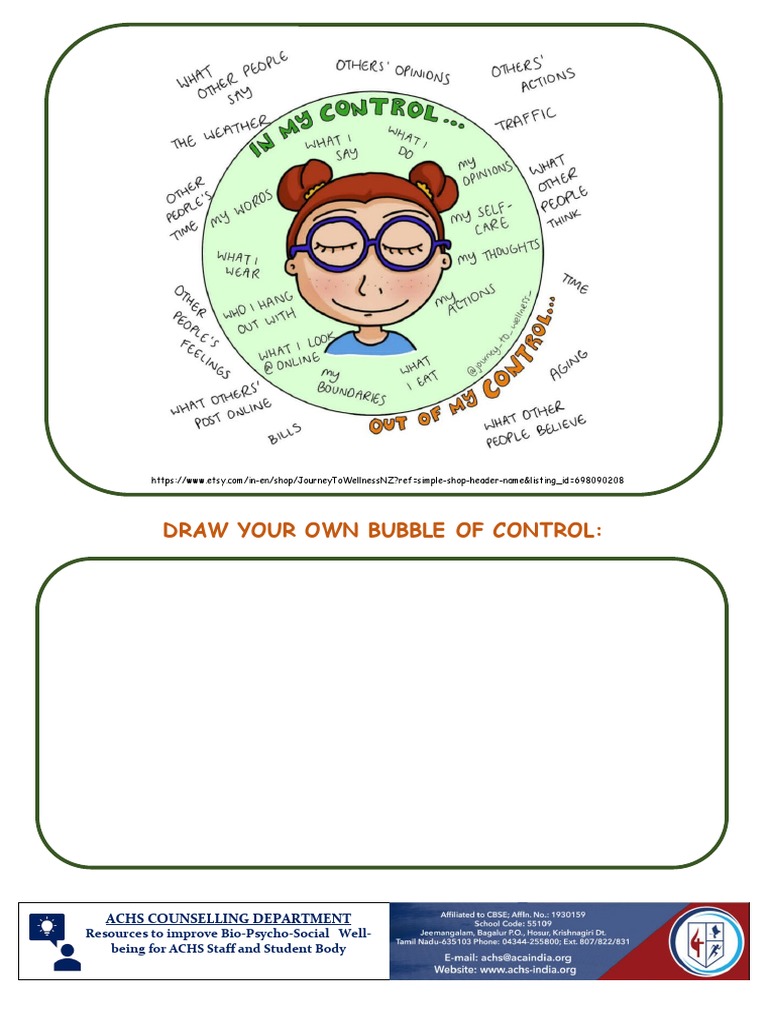 Bubble of Control Worksheet for Wellness | PDF