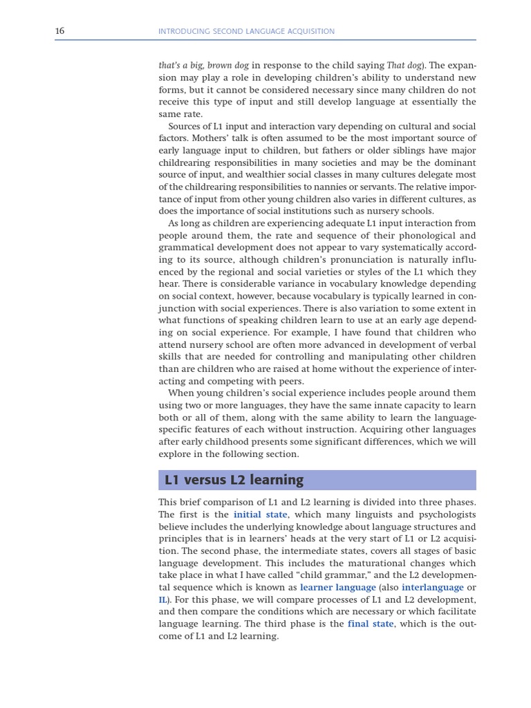 L1 Versus L2 Learning | PDF | Second Language Acquisition | Second Language