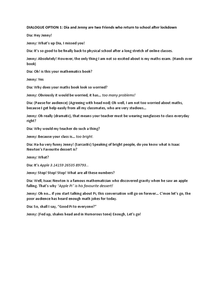 Sample Dialogue | PDF | Mathematics