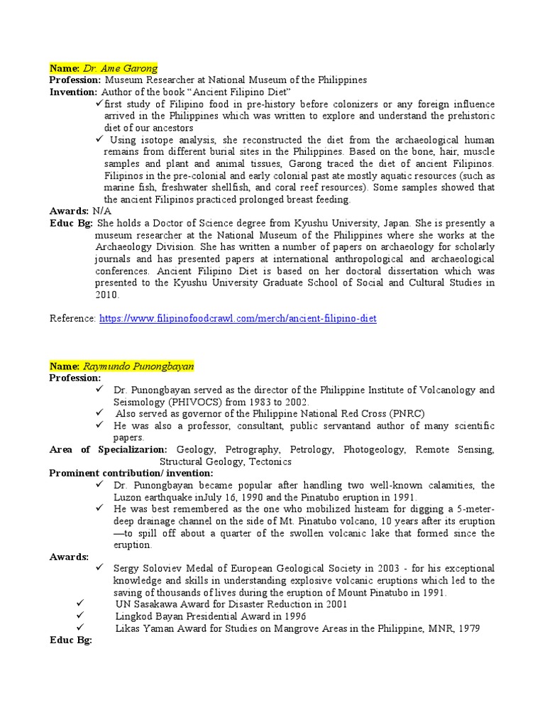 Ancient Filipino Diet researcher Dr. Ame Garong | PDF