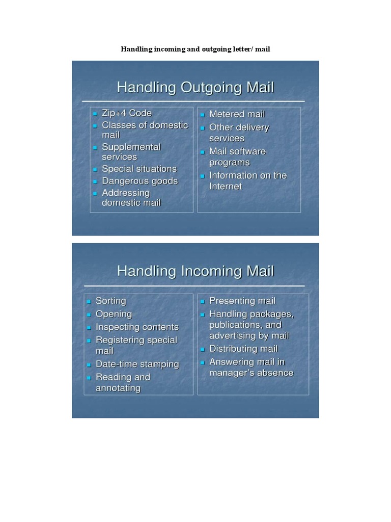 Handling Incoming and Outgoing Letter | PDF