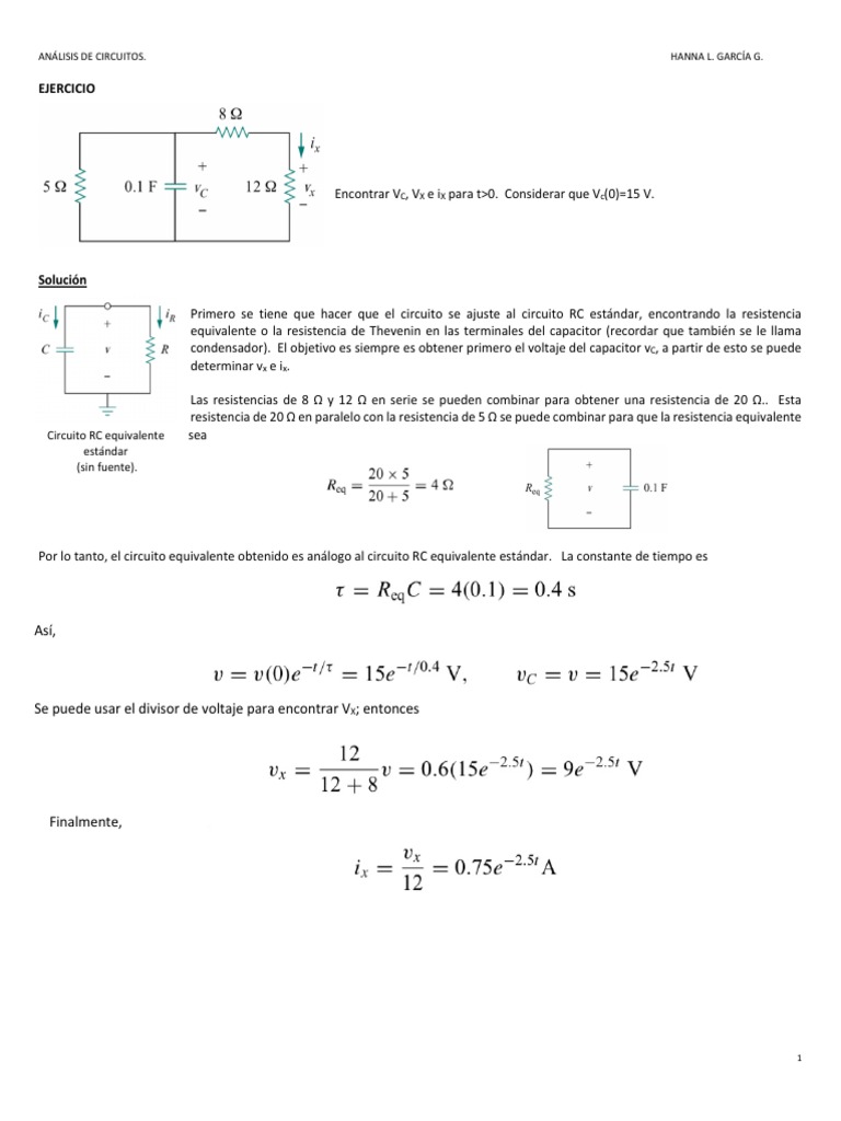 Ejercicio Resuelto - Análisis Del Estado Transitorio de Circuitos RC ...