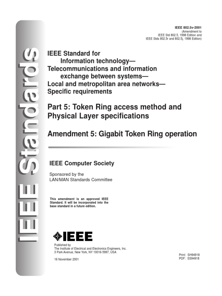 Part 5: Token Ring Access Method and Physical Layer Specifications Amendment 5: Gigabit Token ...
