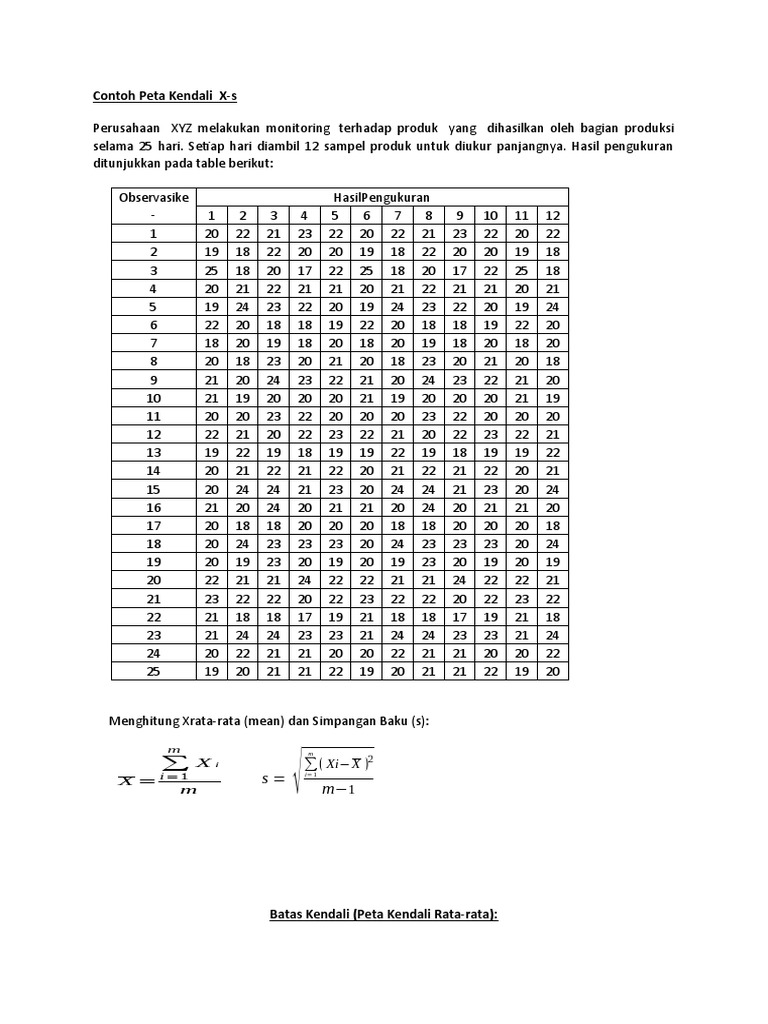 Contoh Xbar S Chart | PDF