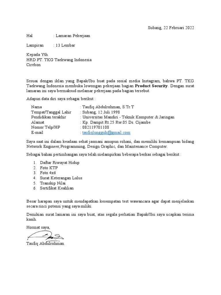 Lamaran Kerja Product Security | PDF