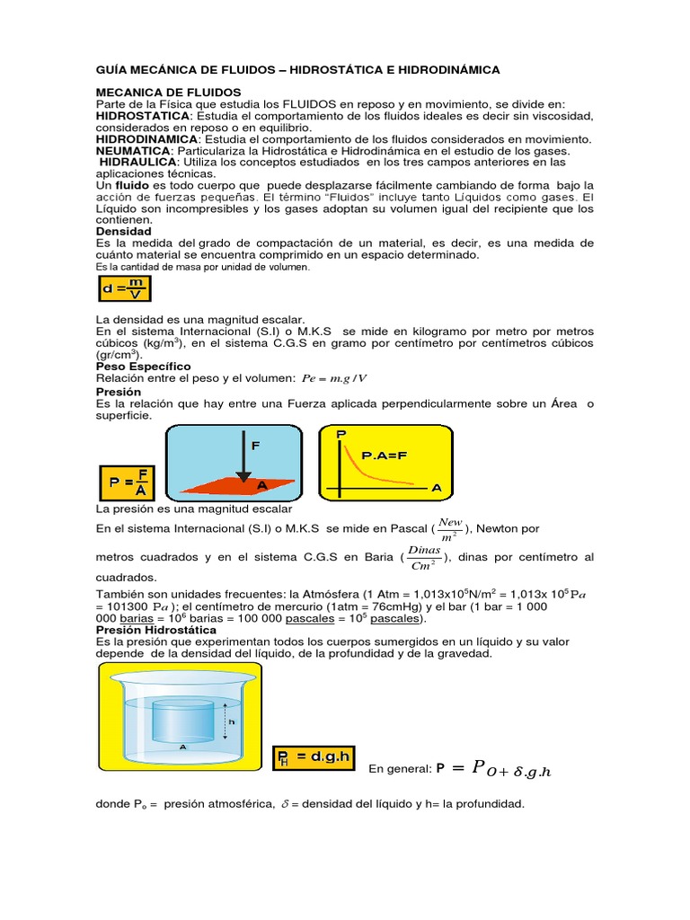 GUÍA MECÁNICA DE FLUIDOS 2023 | PDF | Líquidos | Presión