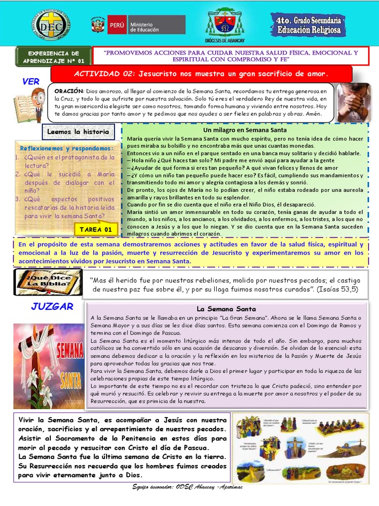 4° Actividad Sem 02 Semana Santa | PDF | Pascua de Resurrección | Adoración Cristiana Y Liturgia