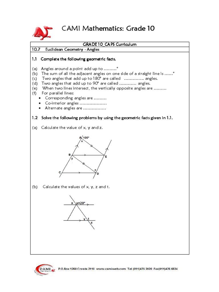 GRADE 10.geometry | PDF | Angle | Geometry