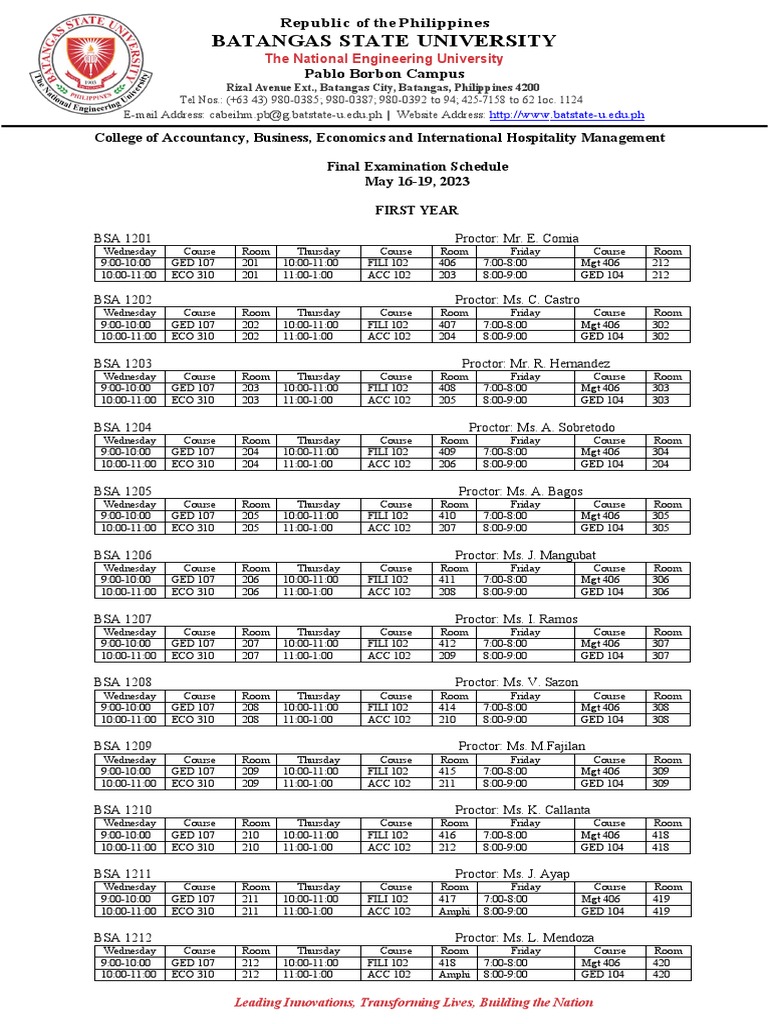 AMA 2nd Sem FinalExam23 Sched | PDF