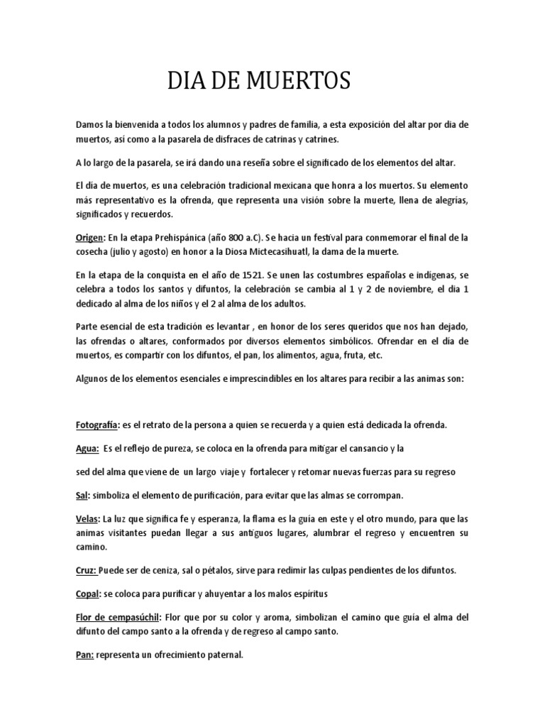 Programa Dia de Muertos. | PDF