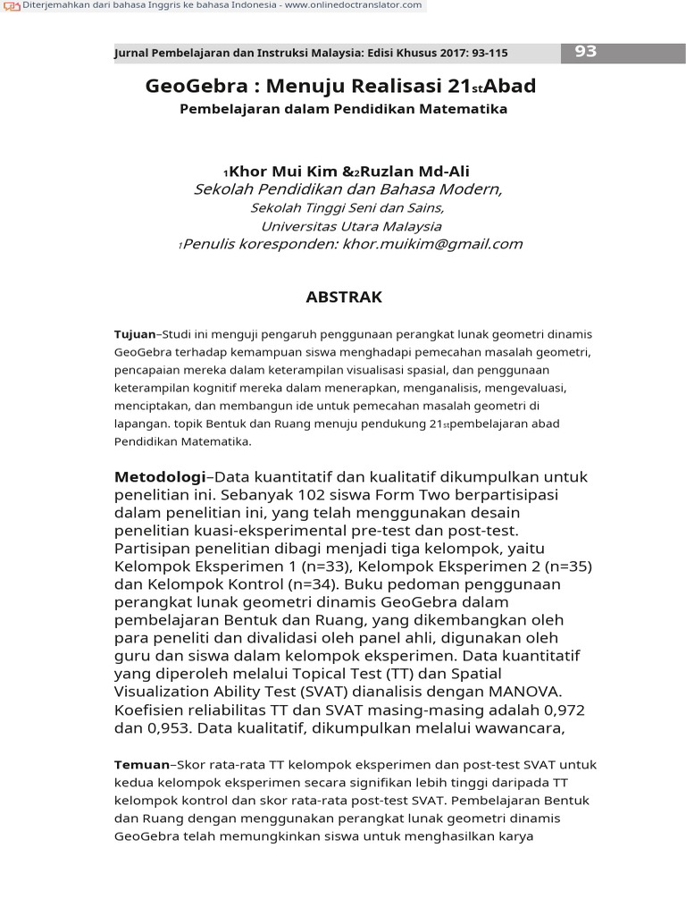 Geogebra Towards Realizing 21st Century Learning In Mathematics