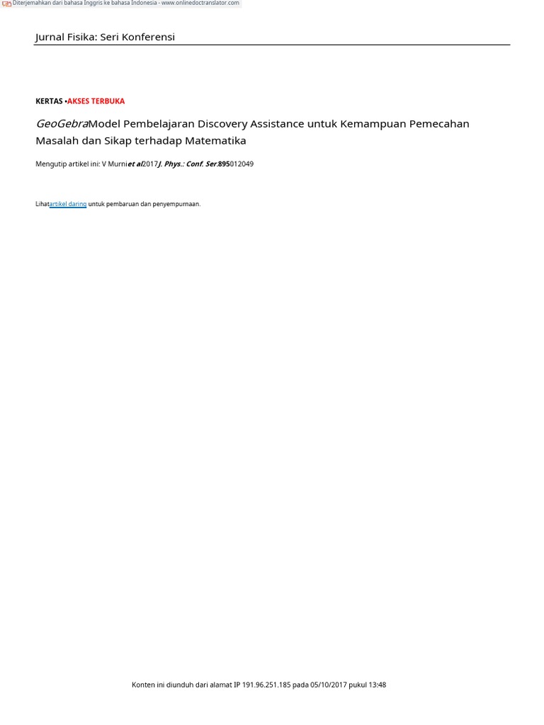 GeoGebra Assist Discovery Learning Model For Probl - En.id | PDF | Metode & Bahan Ajar | Sains ...