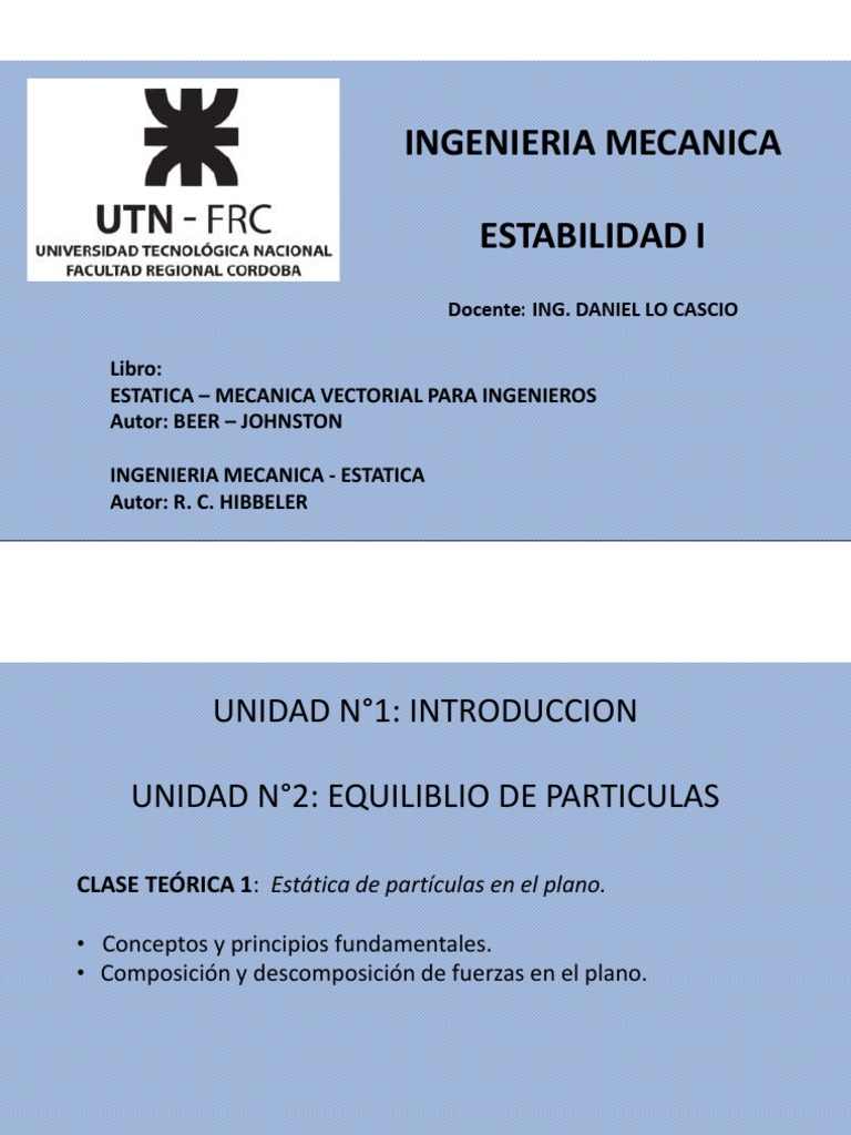 CLASE 1 Introduccion - Equilibrio de Particulas | PDF | Vector Euclidiano | Fuerza