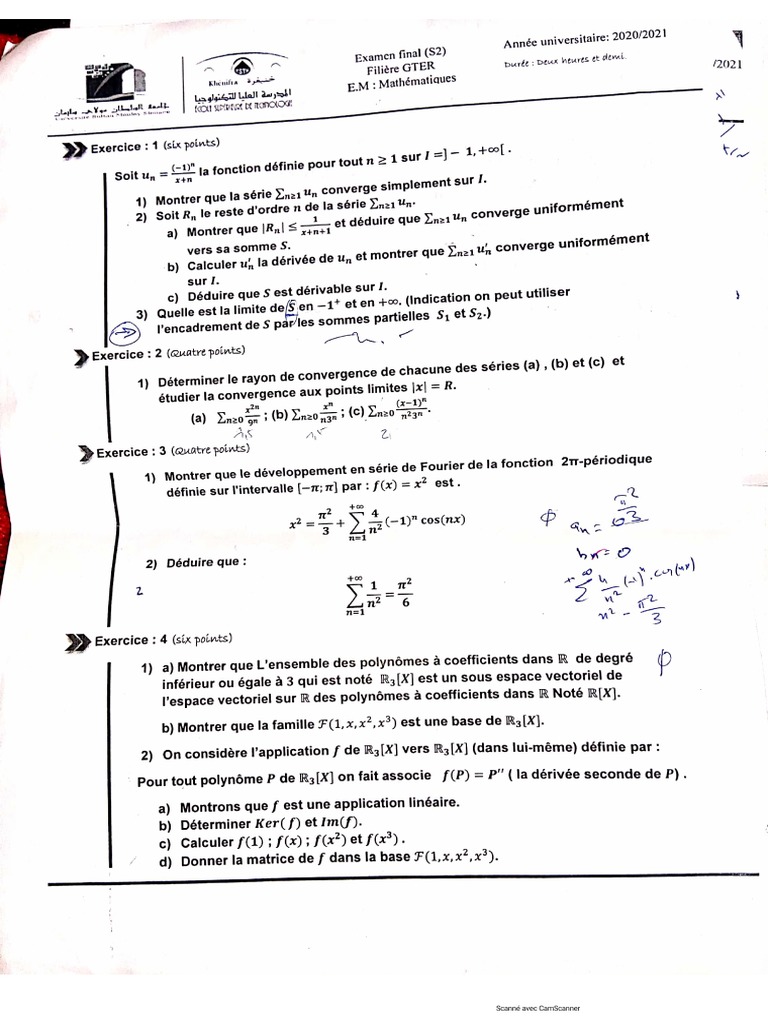 Exercice Et Examens S2 | PDF