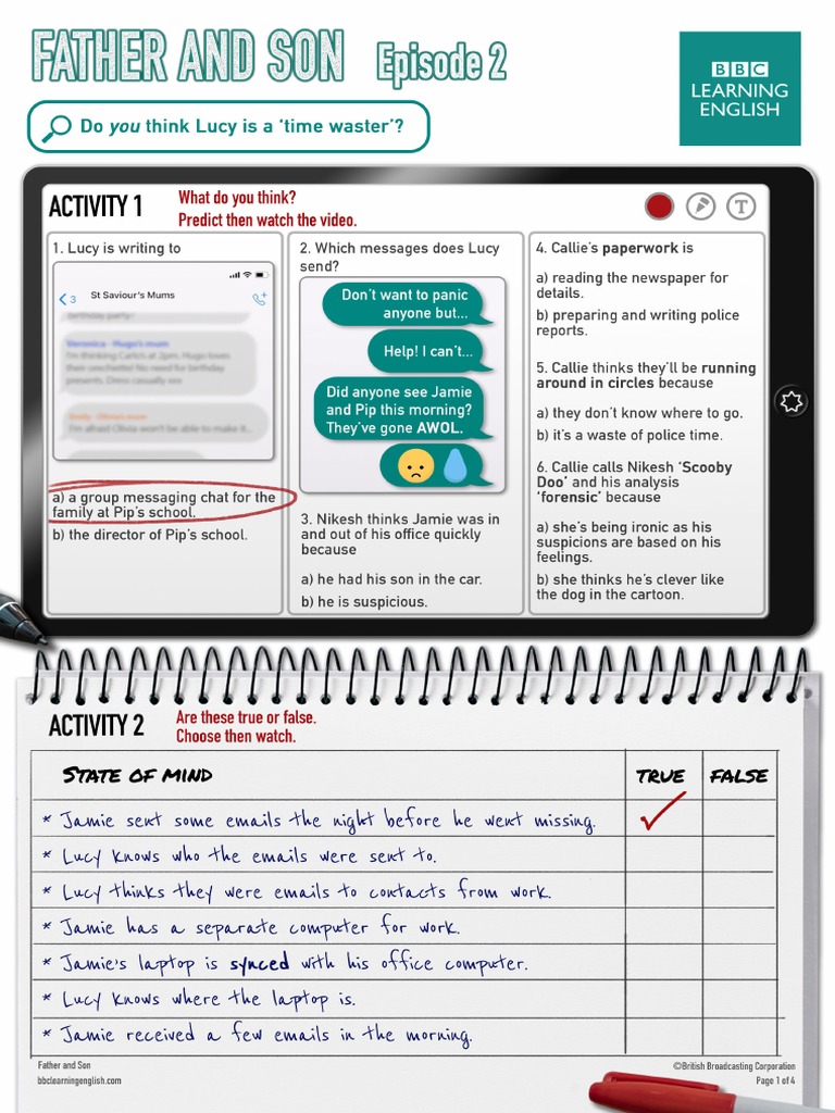 BBC Learning English Drama Father and Son Episode 2 Worksheet | PDF