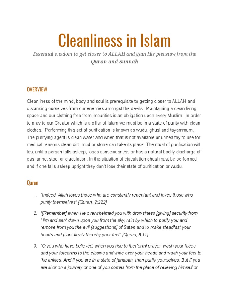 Cleanliness in Islam | PDF | Abrahamic Religions | Sharia