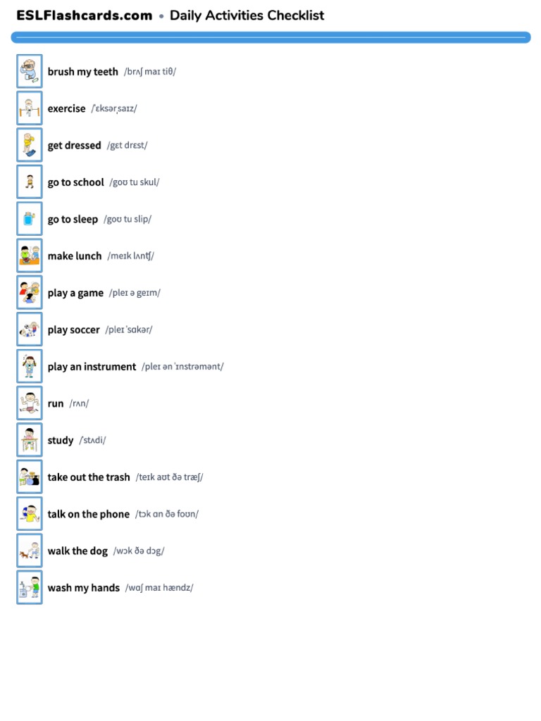 Daily Activities Checklist | PDF