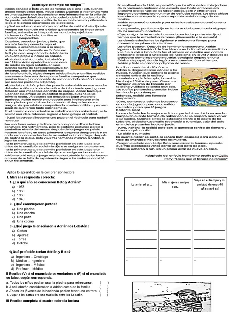 La Amistad Lectura Pdf Aprendizaje Cognición