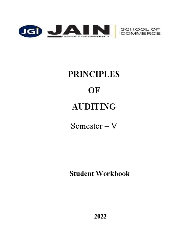 Principles OF Auditing Semester - V: Student Workbook | PDF | Audit ...