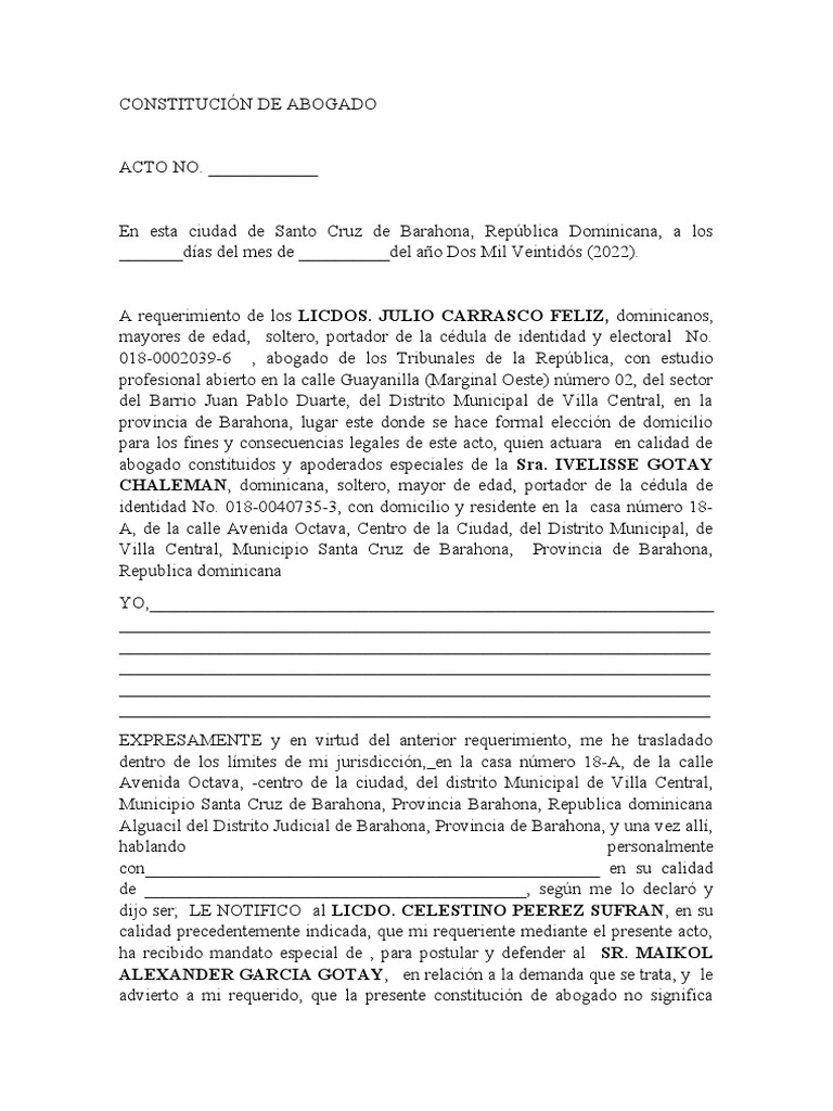 Constitución De Abogado Descargar Gratis Pdf República Dominicana