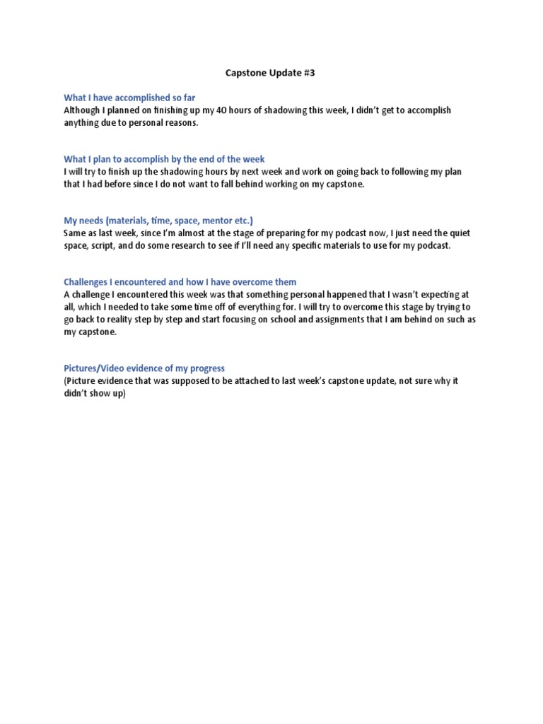 Capstone Update: Progress and Challenges | PDF | Self-Improvement