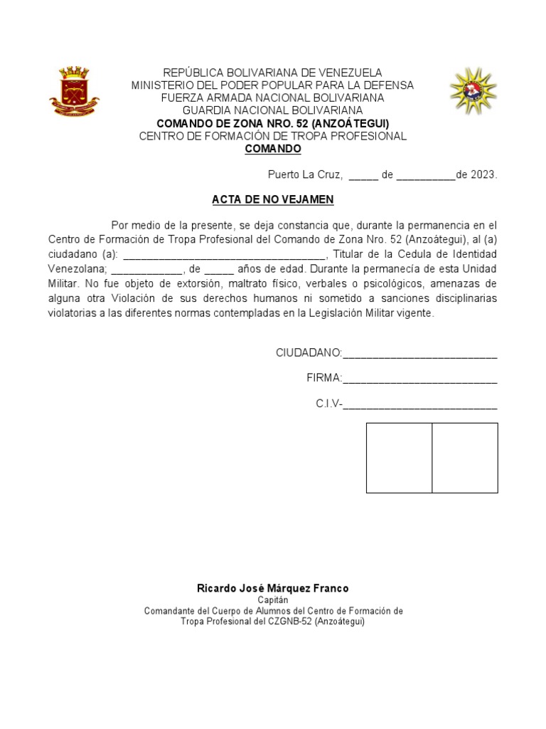 ACTA DE NO VEJAMEn | PDF