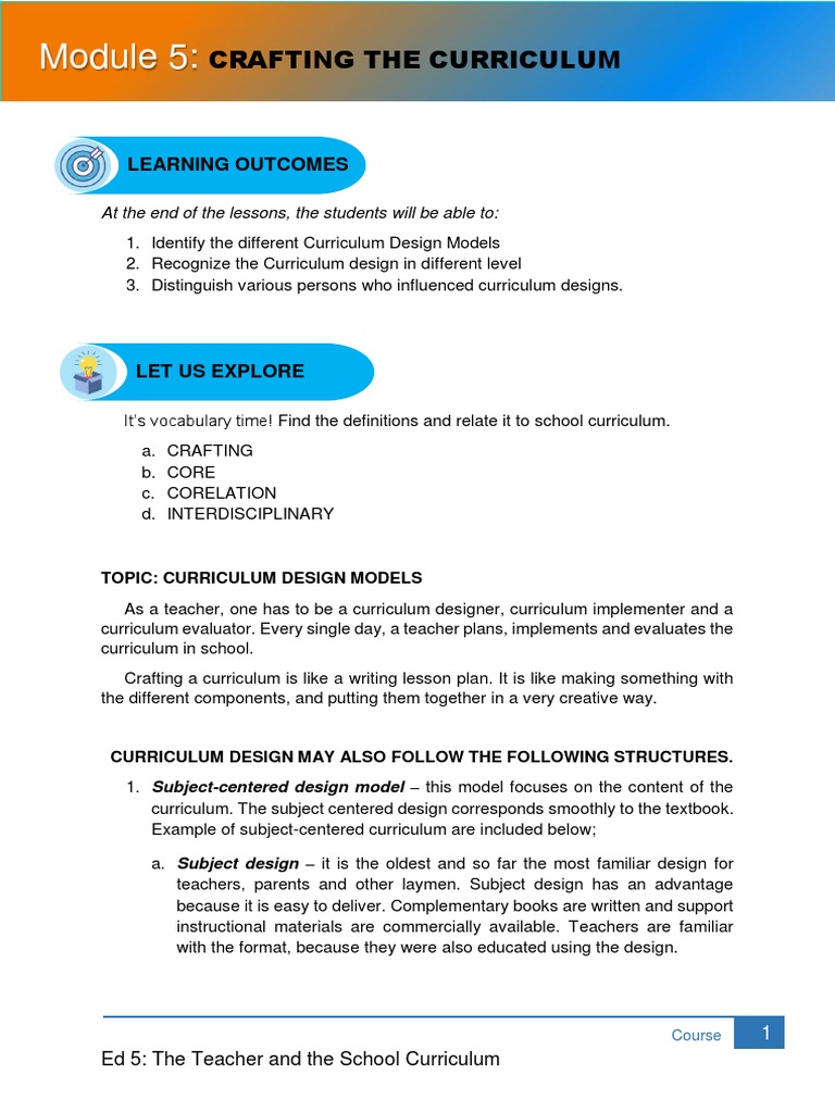 Module 5 ED 5 | PDF | Curriculum | Teachers