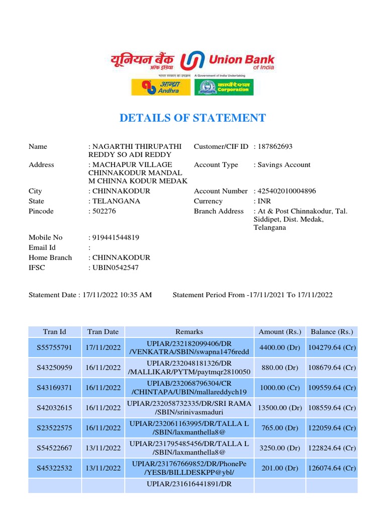 UPI Transactions for Nagarathi Reddy | PDF | Banking | Financial Services