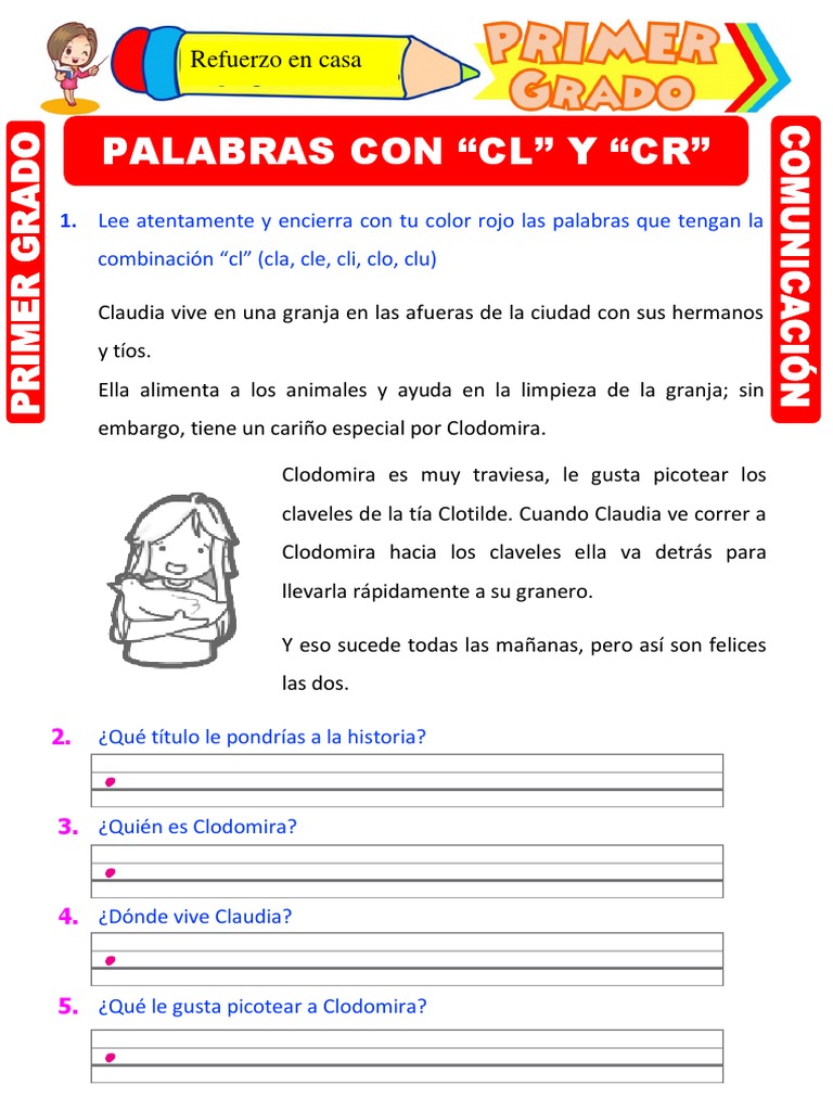 Palabras Con CR y CL para Primero de Primaria PDF | PDF