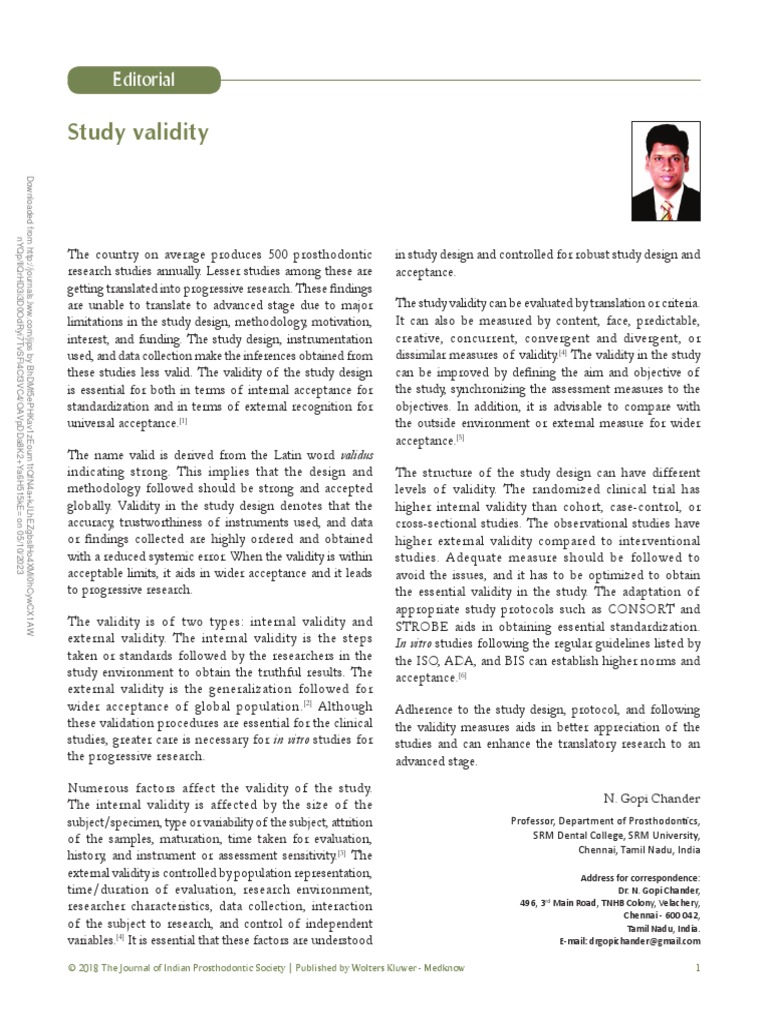 Study Validity.1 PDF | PDF | Validity (Statistics) | Methodology