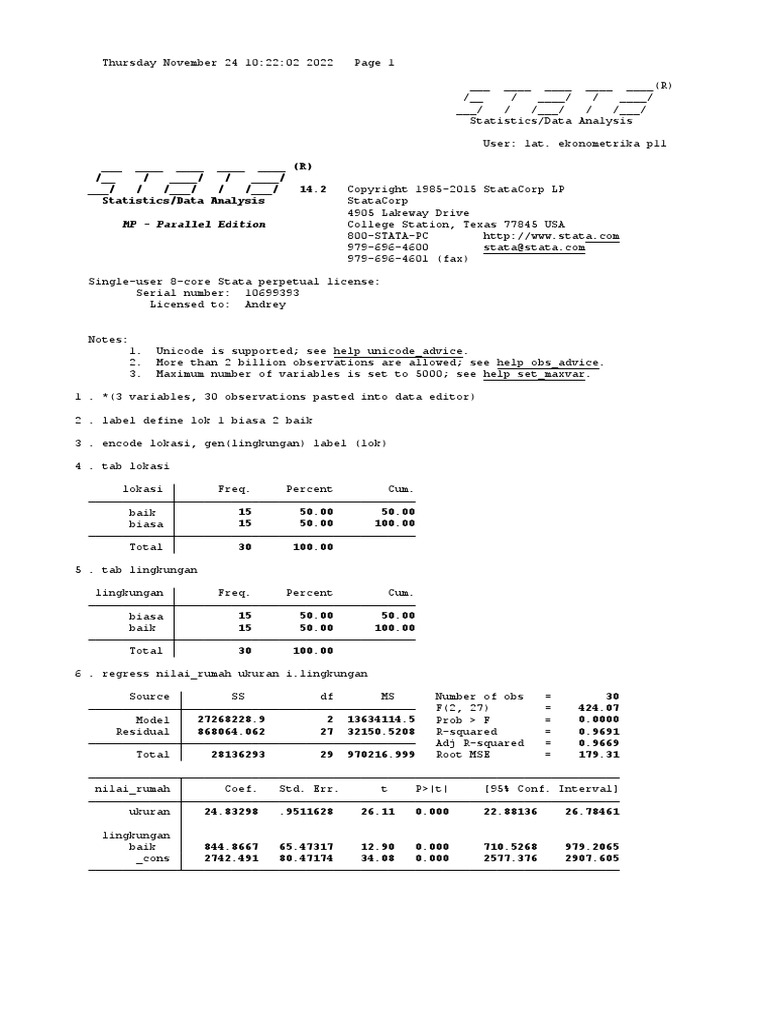 Ekonometrika Lat.p11 PDF | PDF | Coefficient Of Determination | Errors And Residuals