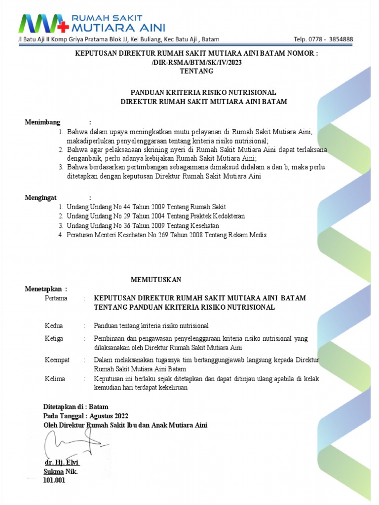 PP1.2.1 (Penetapan Kriteria Risiko Nutrisional) | PDF