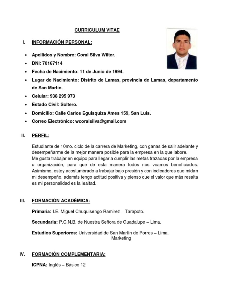 CV - Coral Silva Wilter. | PDF