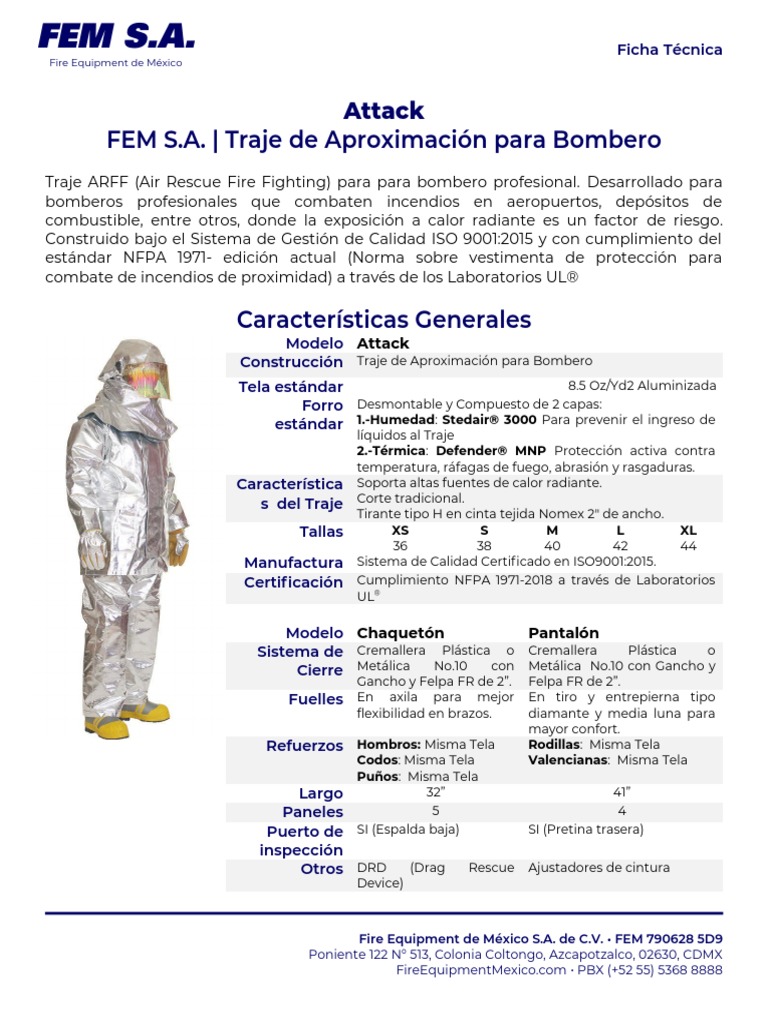Traje Bombero Aproximacion Attack F E | PDF | Lucha contra incendios