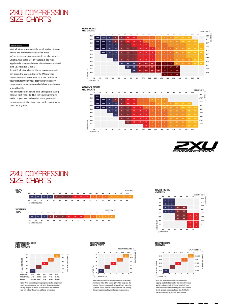 2xu Compression Sizing Chart Guide Table | PDF | Human Anatomy