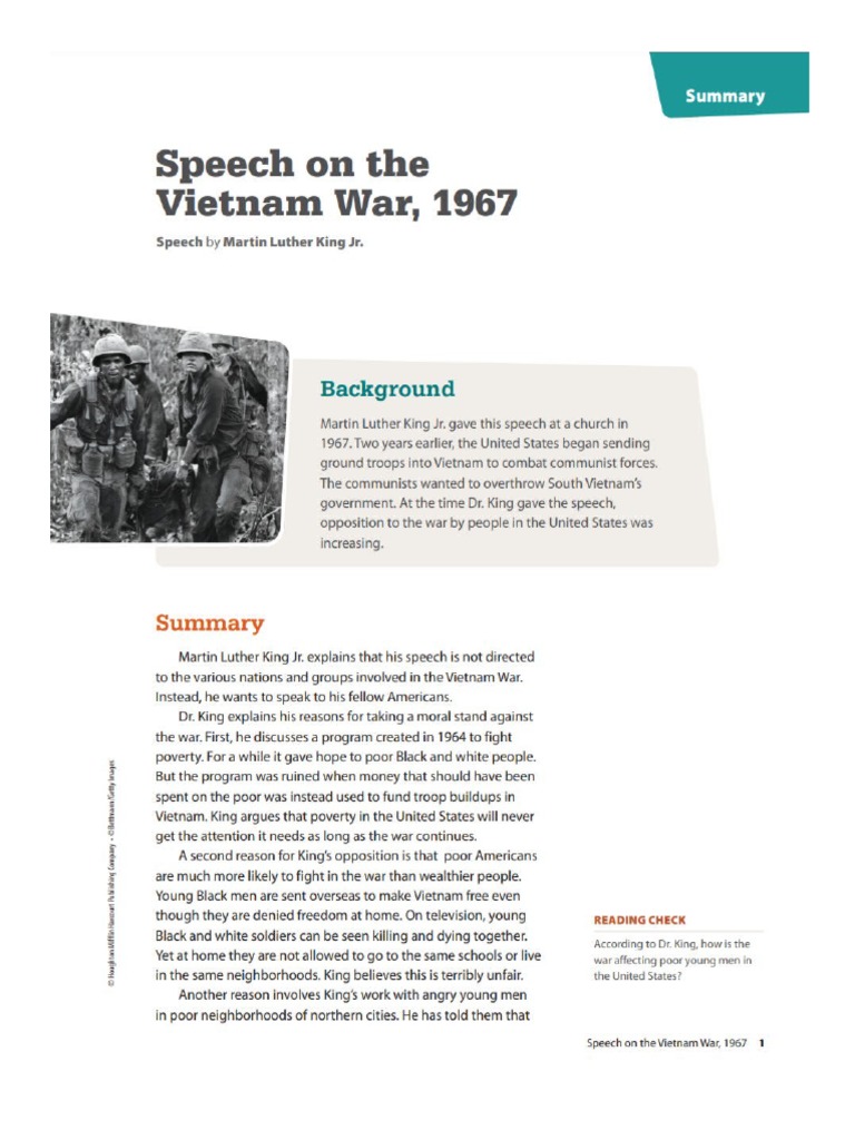 Speech On Vietnam War ( Summary).docx | PDF