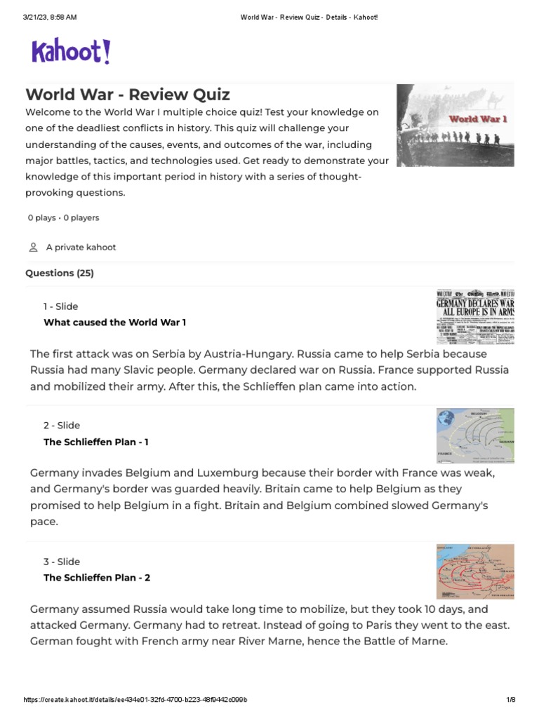 World War I Quiz: Test Your Knowledge | PDF | Central Powers | Allies ...